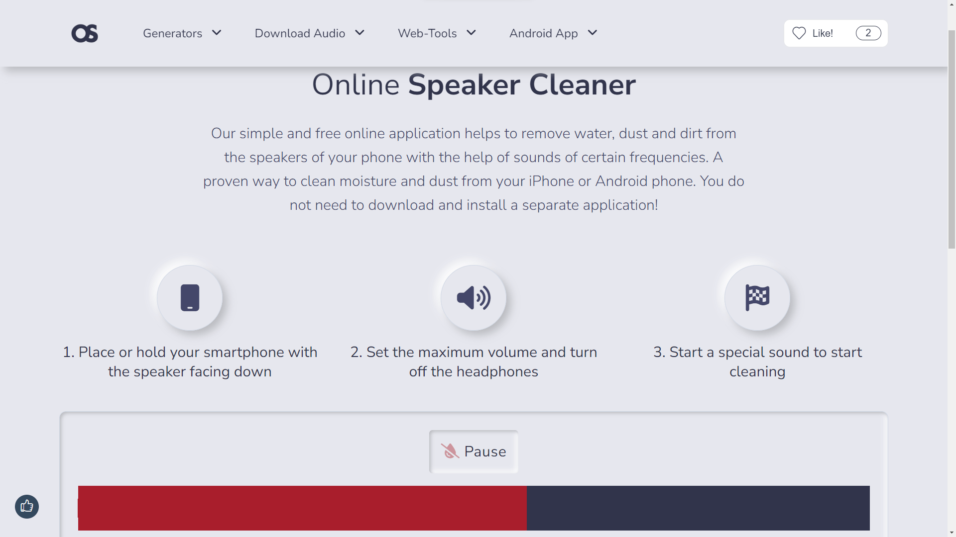 Online speaker cleaner, removing water and dust from the speaker